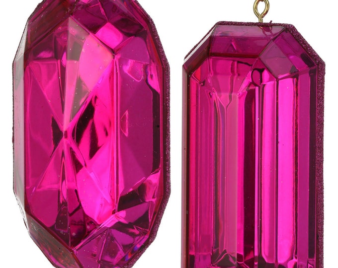 Hot Pink Acrylic Gem Ornament rectangle or Oval Jewel 5 Inches SOLD ...