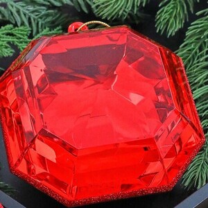 Red Acrylic Gem Square Cut Jewel Ornament 6 - Etsy