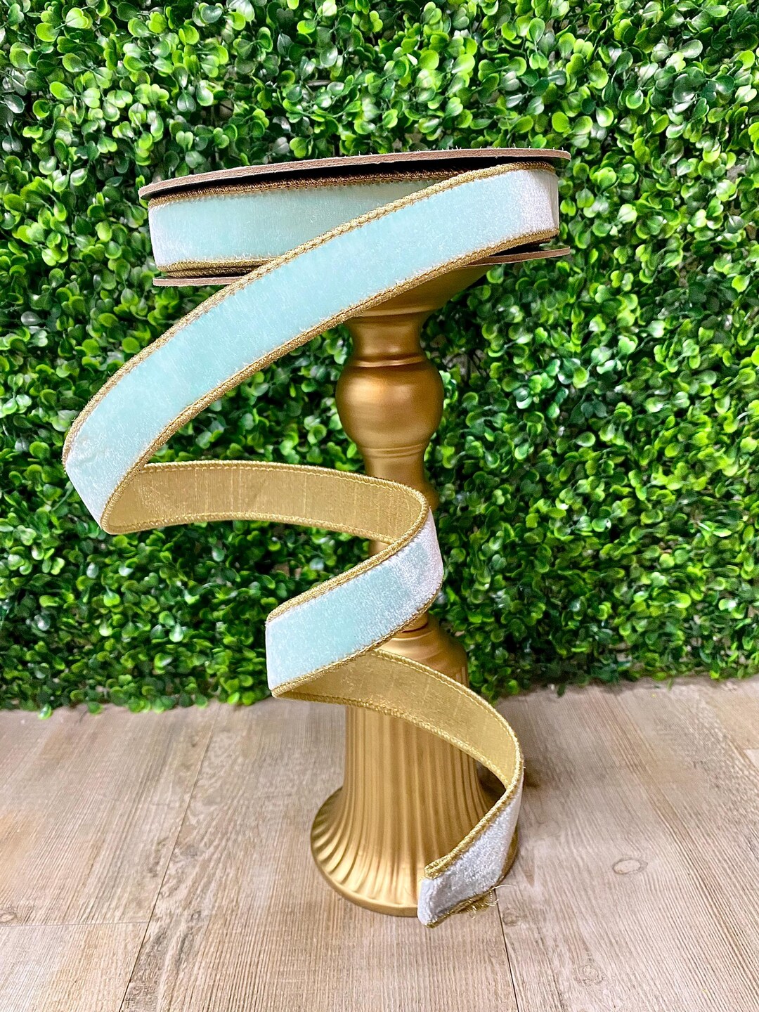 1 Inch Light Blue & Gold Back Ribbon - Wired - 10 Yards - Etsy