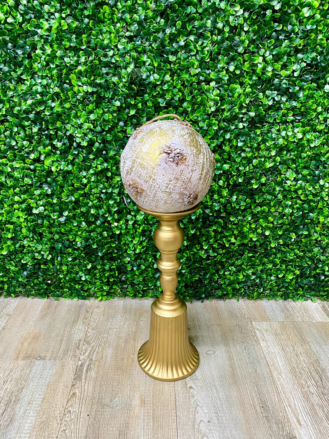 6 Inch Birch Ball Ornament With Gold Accents - Foam - Etsy