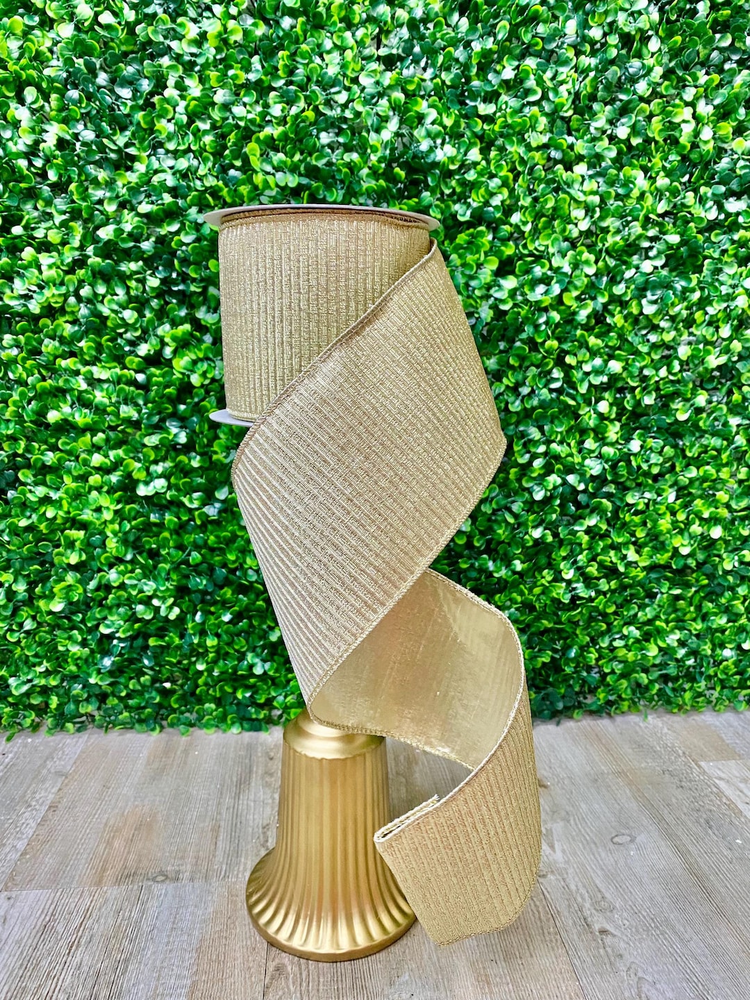 4 Inch Champagne Pleated Metallic Ribbon- 10 Yards- Farrisilk - Etsy