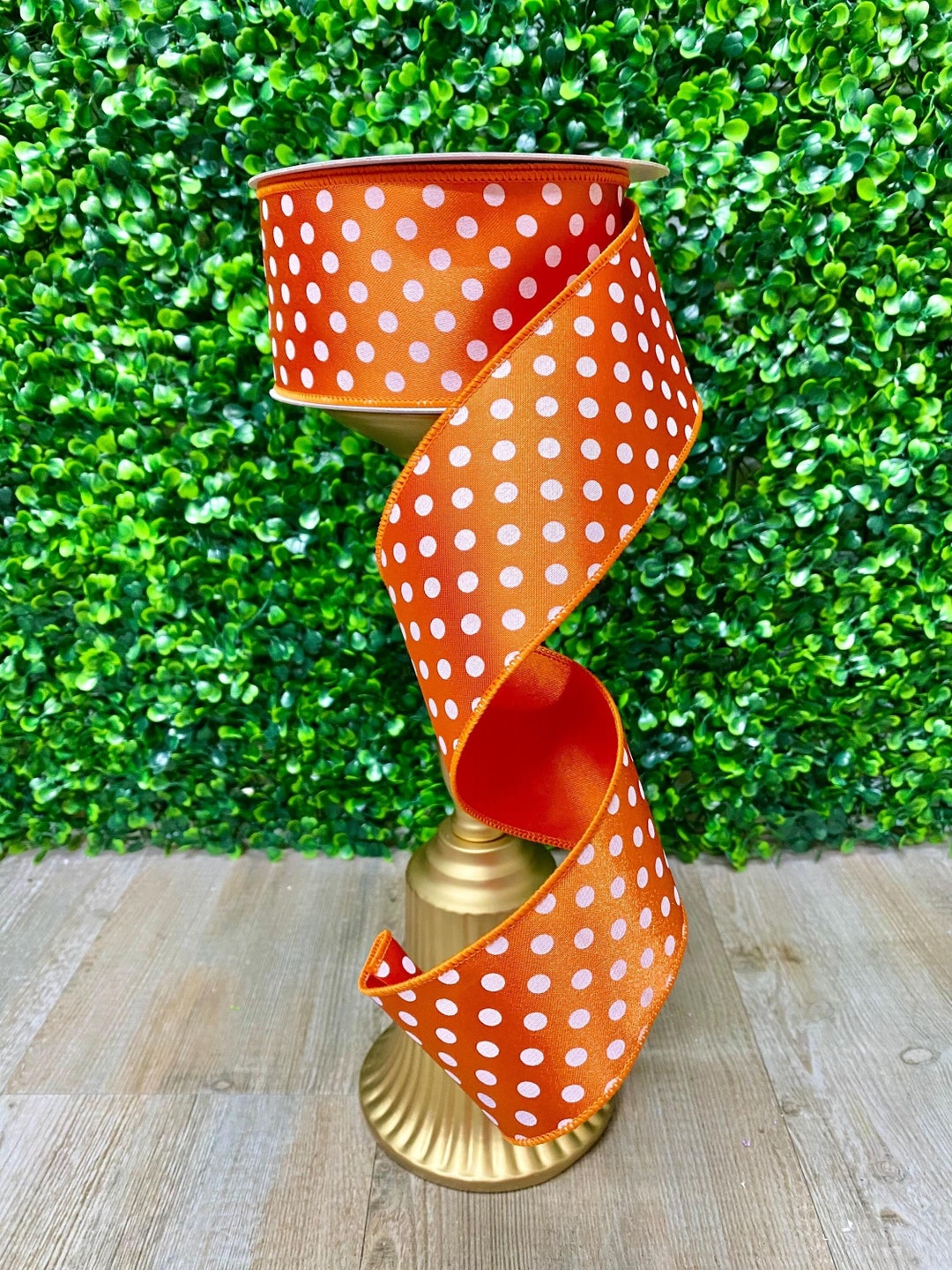 2.5 Inch Orange With White Mini Dots Ribbon ~ 10 Yards ~ Farrisilk - Etsy