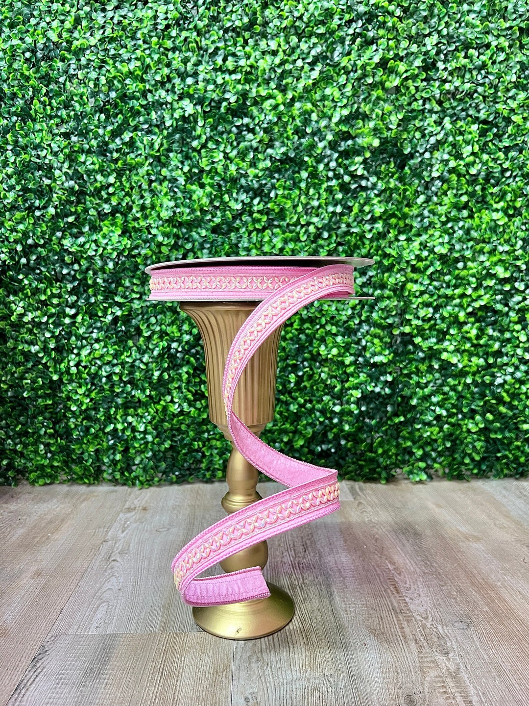 1 Inch Pink With Opalescent Jewel Ribbon - Farrisilk - 10 Yards - Wired ...