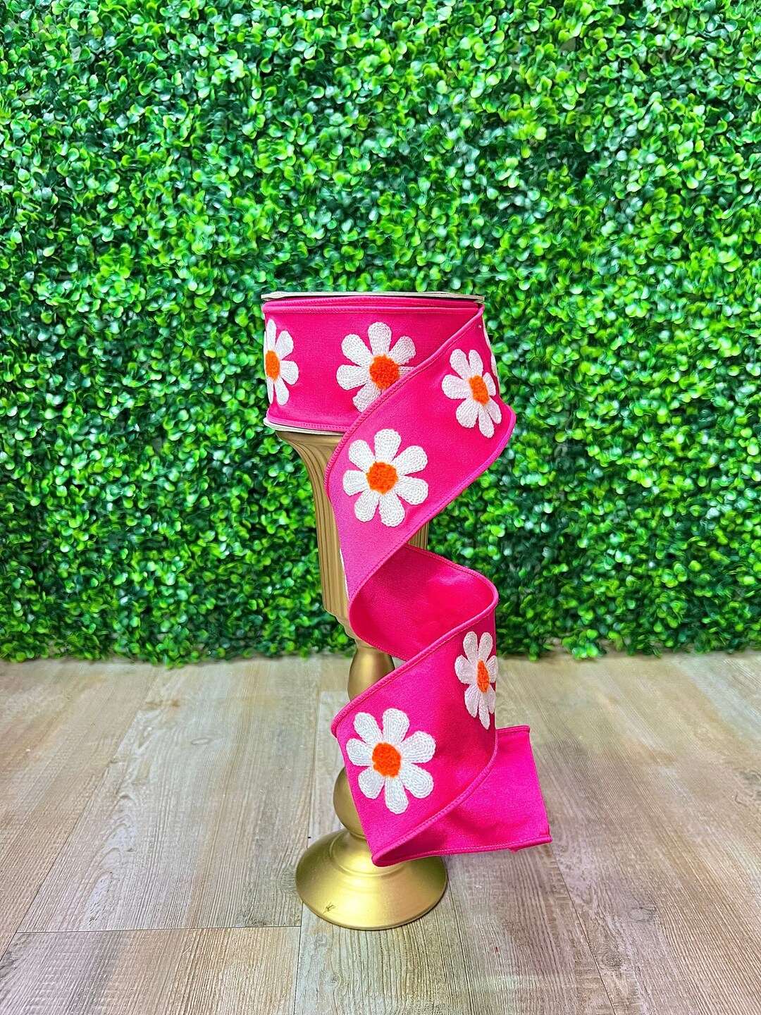 2.5 Inch Hot Pink Spring Daisy Ribbon- Farrisilk - 10 Yards - Wired - Etsy