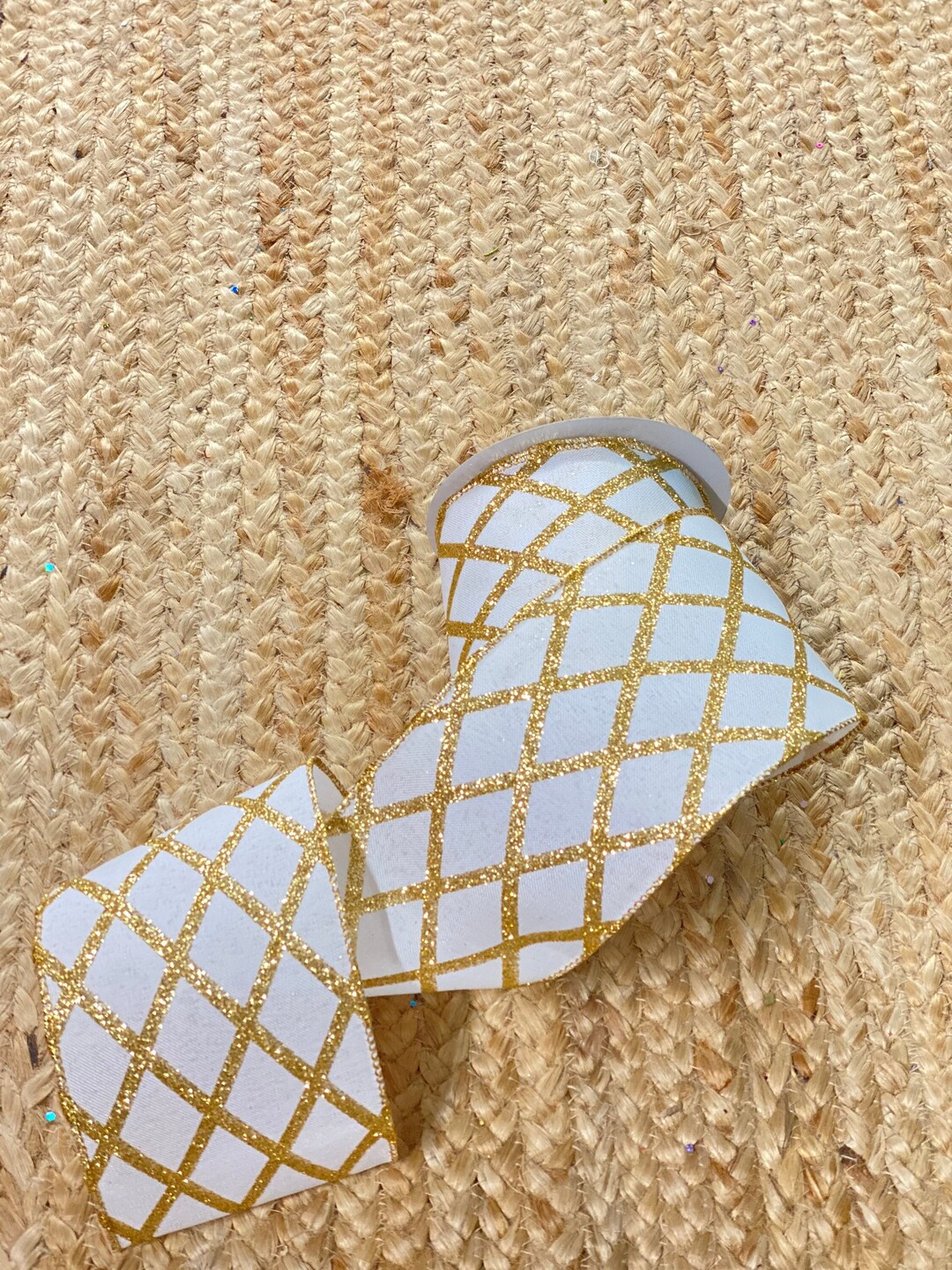 4” Gold Glitter Lattice Ribbon - Etsy