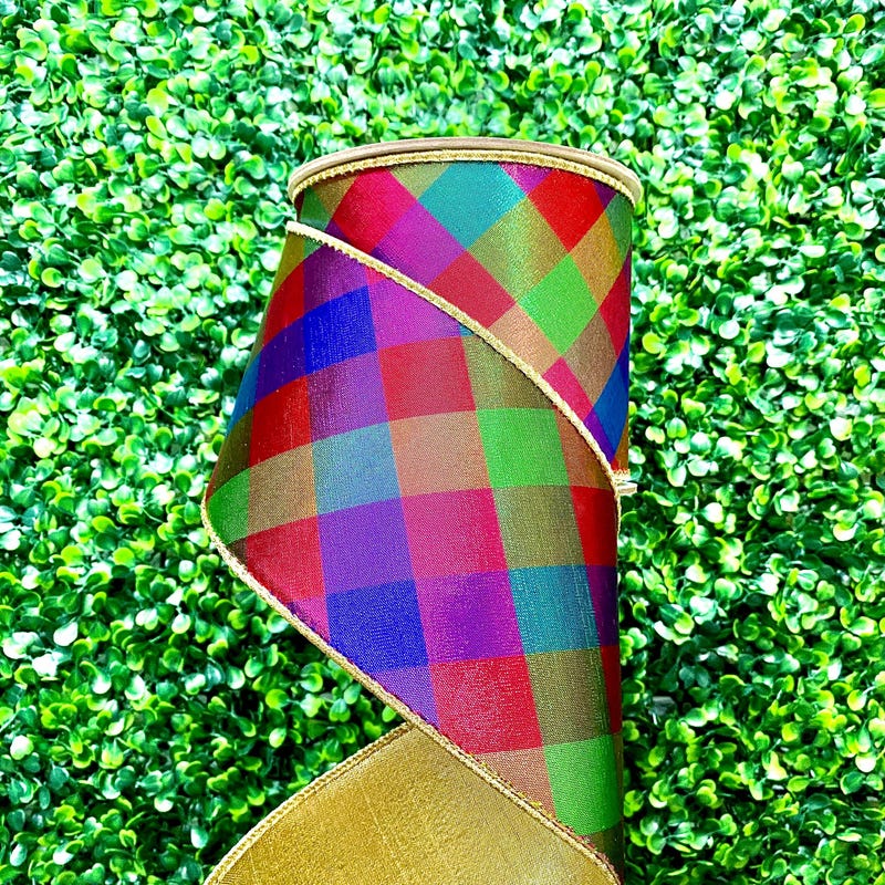 Gold Plaid Ribbon - Etsy