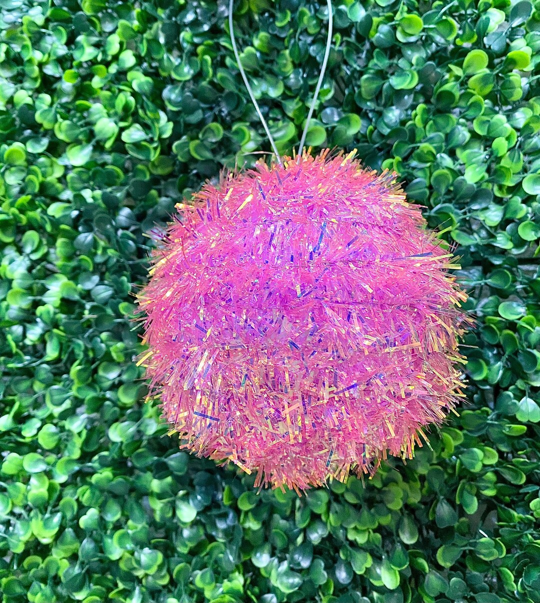Pink Tinsel Ball Ornament - 4.5 Inch - Etsy