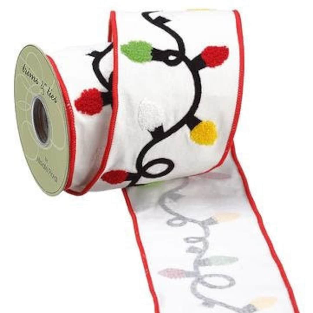 4 RED Retro Lights Ribbon, Christmas Lights Embroidered Ribbon 5 Yards ...