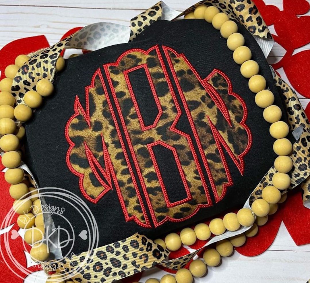 Womens Monogram Shirt, Leopard Embroidery, Monogram Sweatshirt, Leopard ...