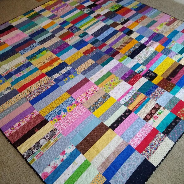 Scrappy Strip Quilt - Etsy