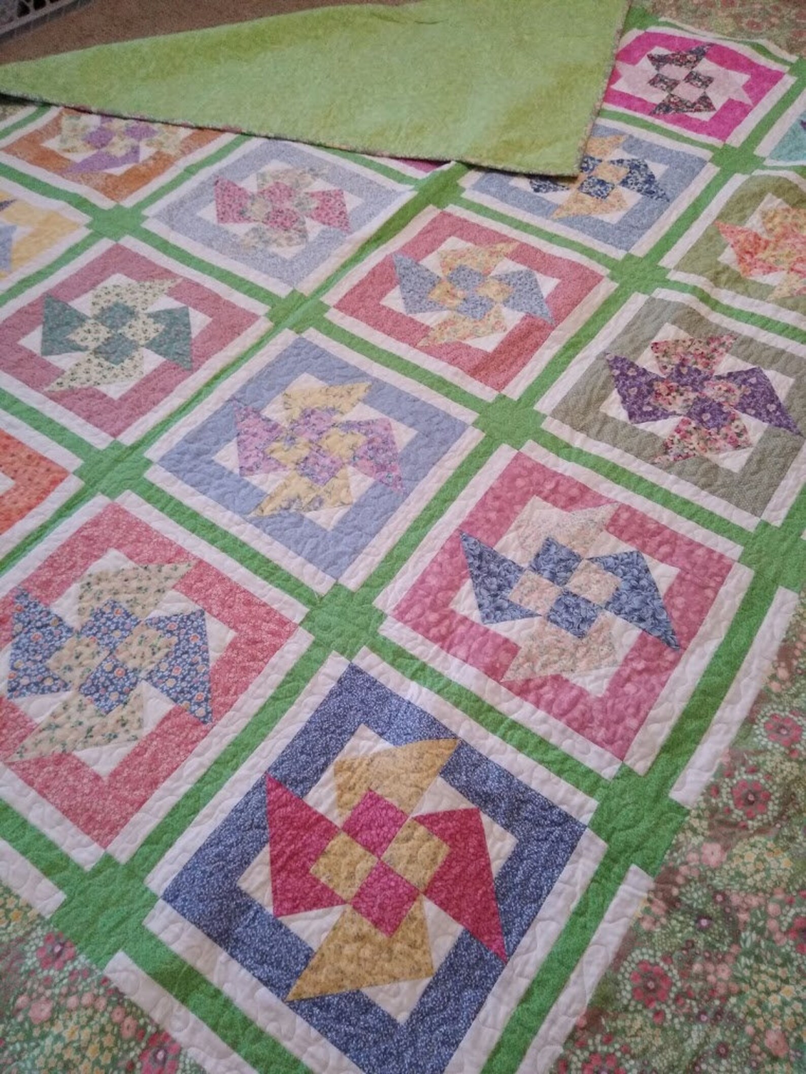 Handmade Twin Sized Beautiful Green Quilt Perfect for - Etsy