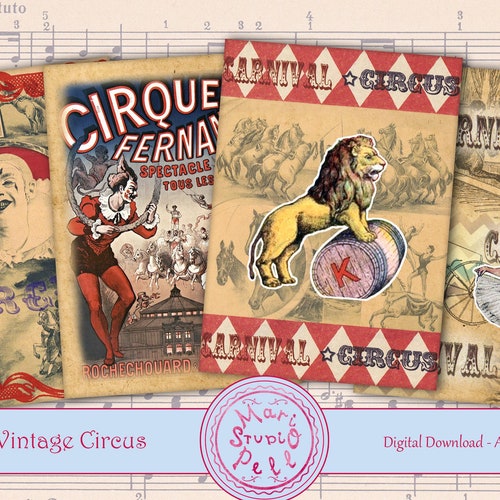 DIGITAL Printable Vintage Circus Tickets Digital Collage | Etsy