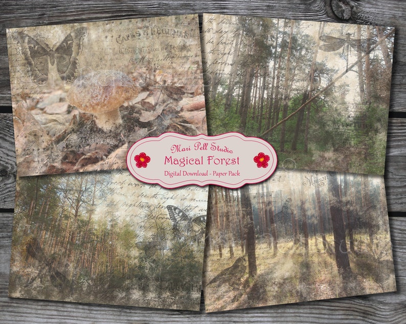Magical Forest Paper Pack Printable Paper Woodland Digital - Etsy