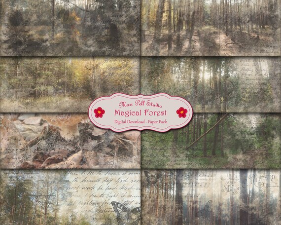 Magical Forest Paper Pack Printable Paper Woodland Digital - Etsy