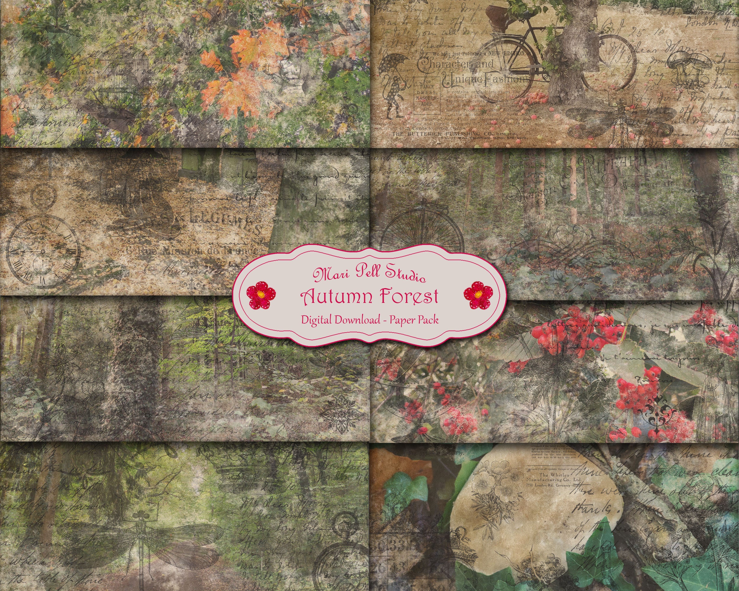 Autumn Forest Paper Pack Printable Paper Woodland Digital - Etsy