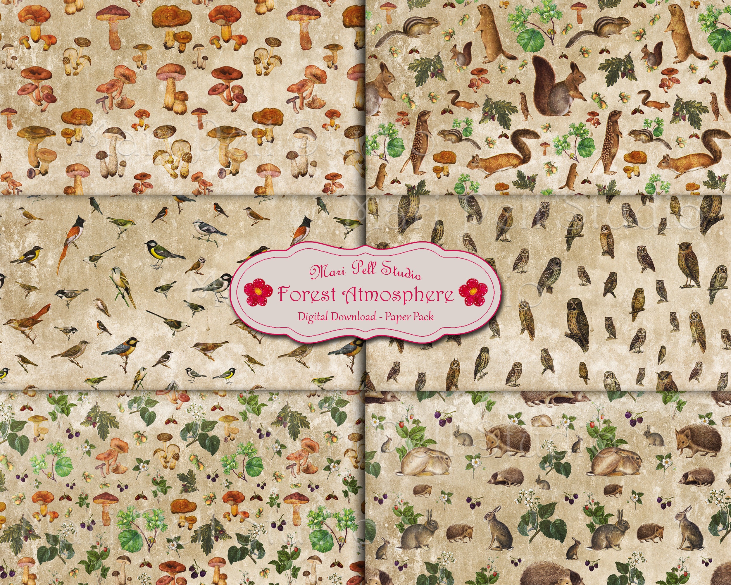 Forest Atmosphere Paper Pack, Printable Paper, Woodland Digital Paper ...