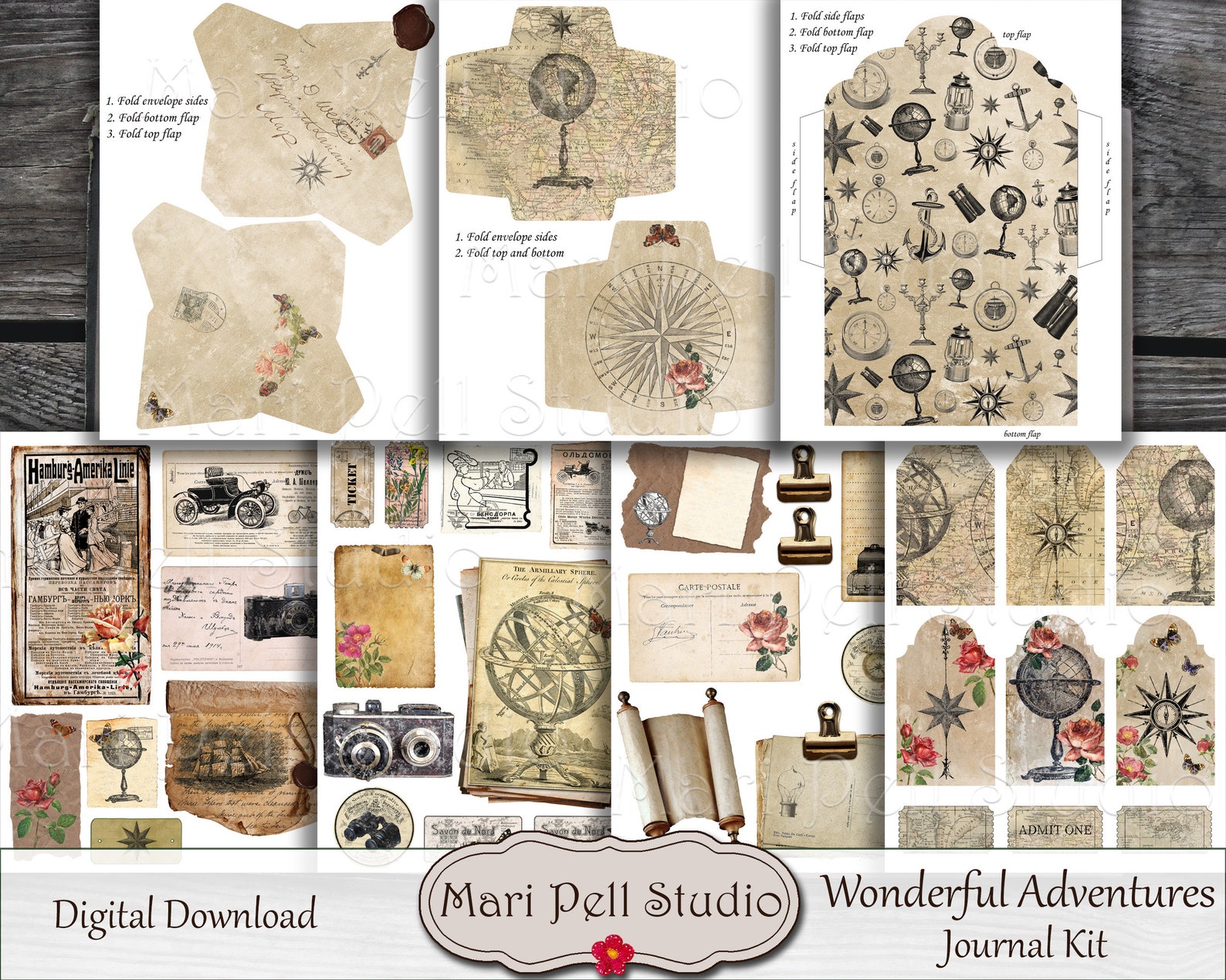 Wonderful Adventures Junk Journal Kit Travel Ephemera Pack - Etsy