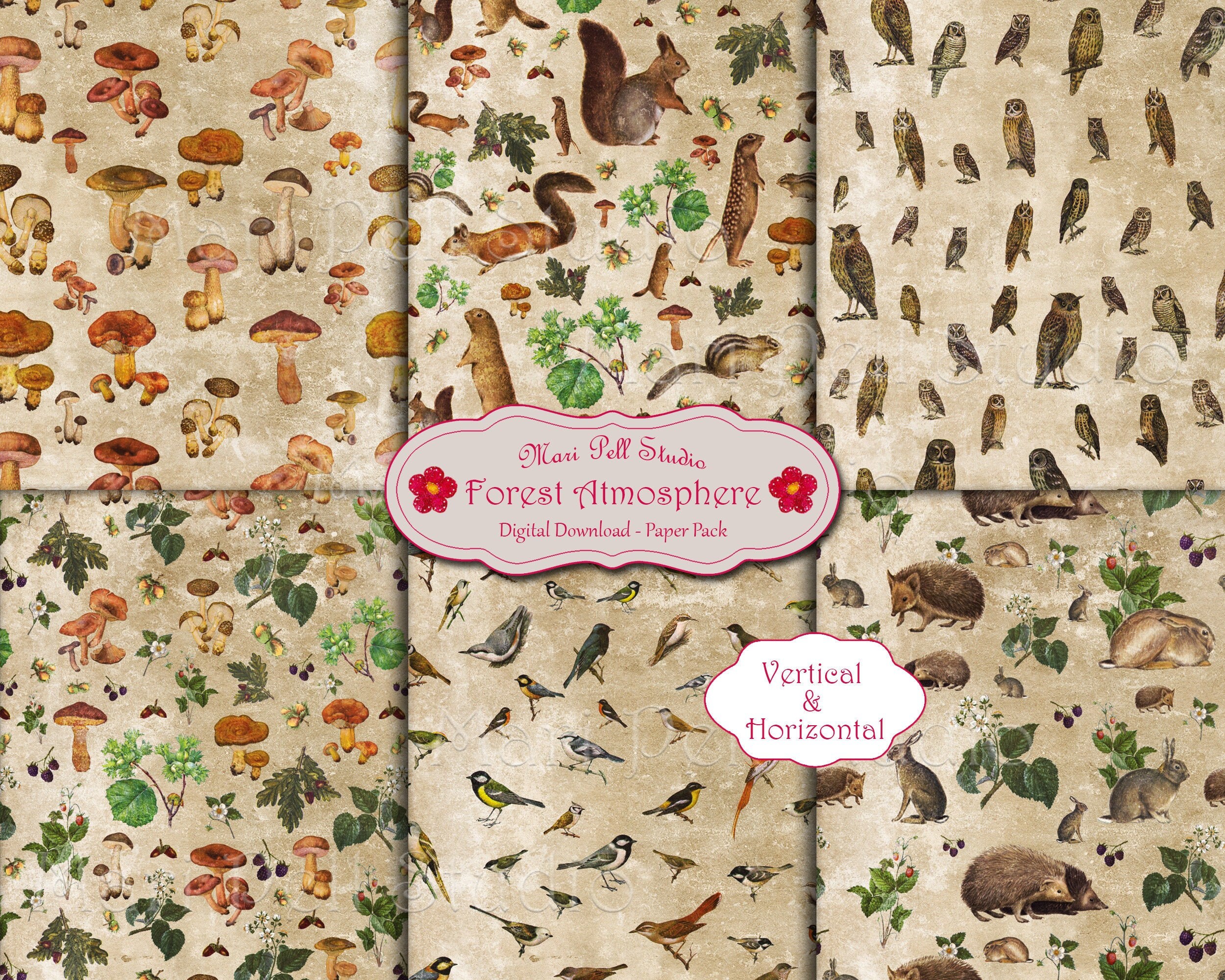 Forest Atmosphere Paper Pack, Printable Paper, Woodland Digital Paper ...