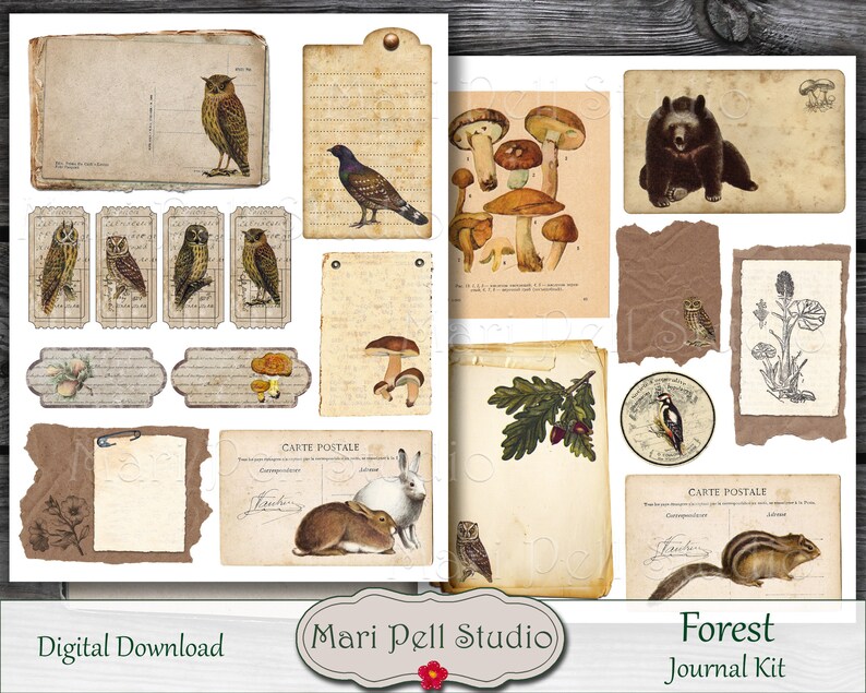 Forest Junk Journal Kit Forest Ephemera Pack Printable - Etsy