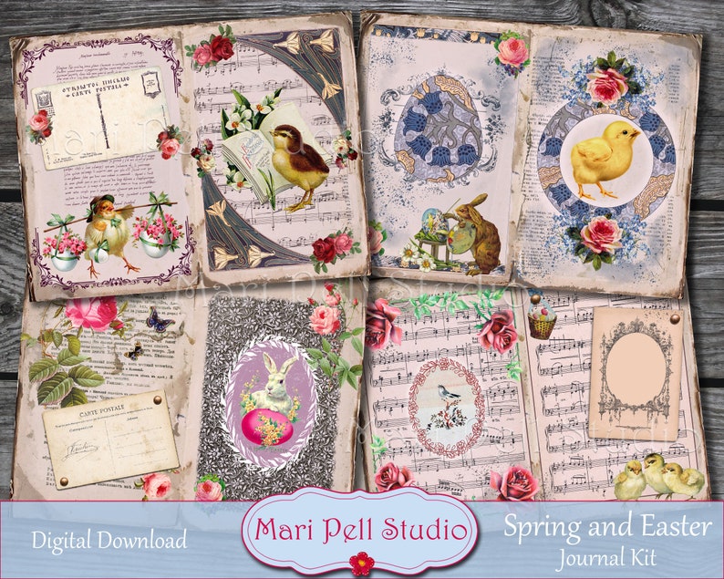 Spring Junk Journal Kit, Easter Ephemera Pack, Printable Floral Journal ...