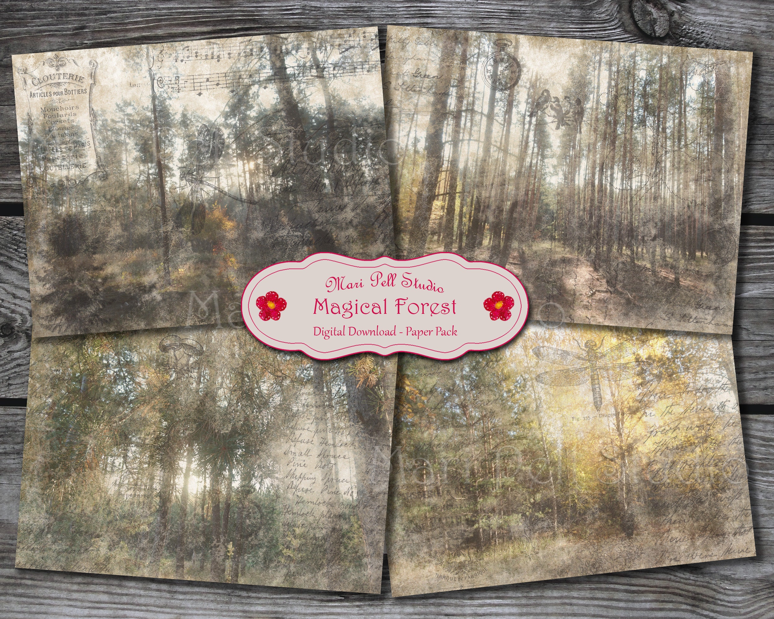 Magical Forest Paper Pack Printable Paper Woodland Digital - Etsy