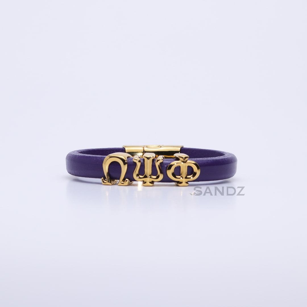 Omega Psi Phi Fraternity Mens Bracelet Leather & 14kt Gold-plated ...