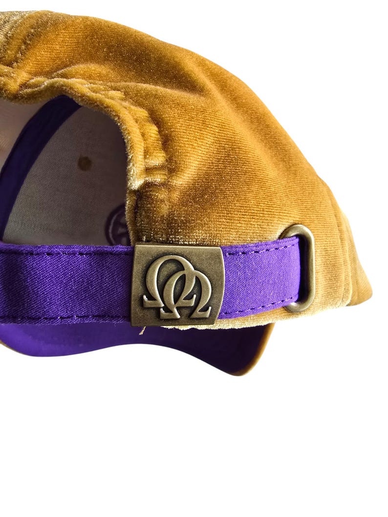 Omega Psi Phi Baseball Cap: Gold Velvet, Embroidered Old English Omega ...