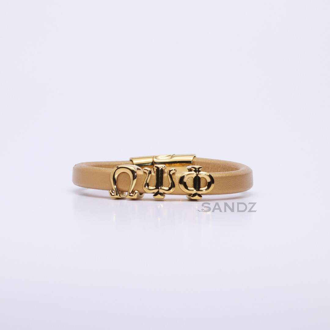 Omega Psi Phi Fraternity Mens Bracelet Leather & 14kt Gold-plated ...