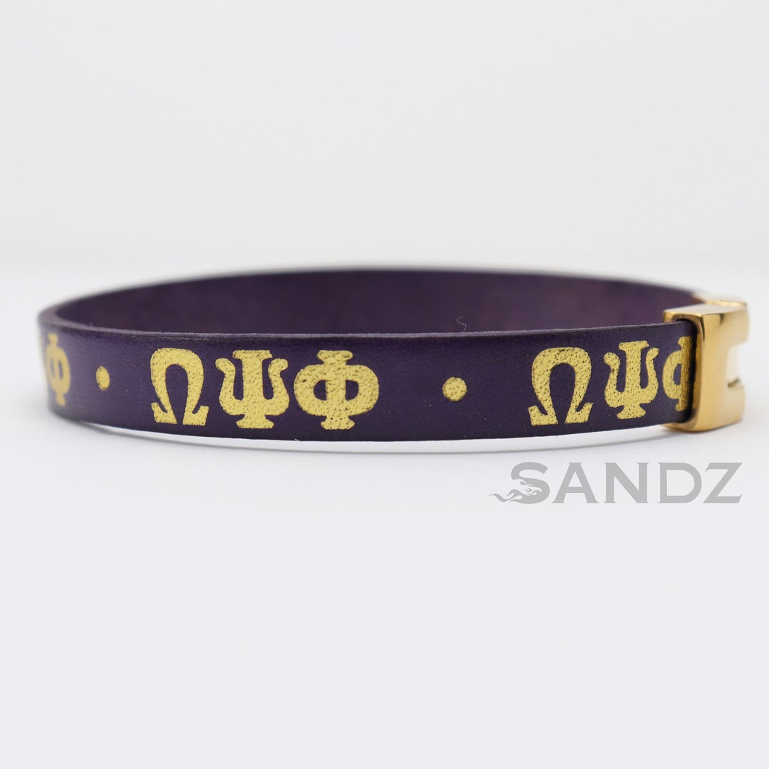 Omega Psi Phi Fraternity Leather Flat Bracelet. Two Color Options ...