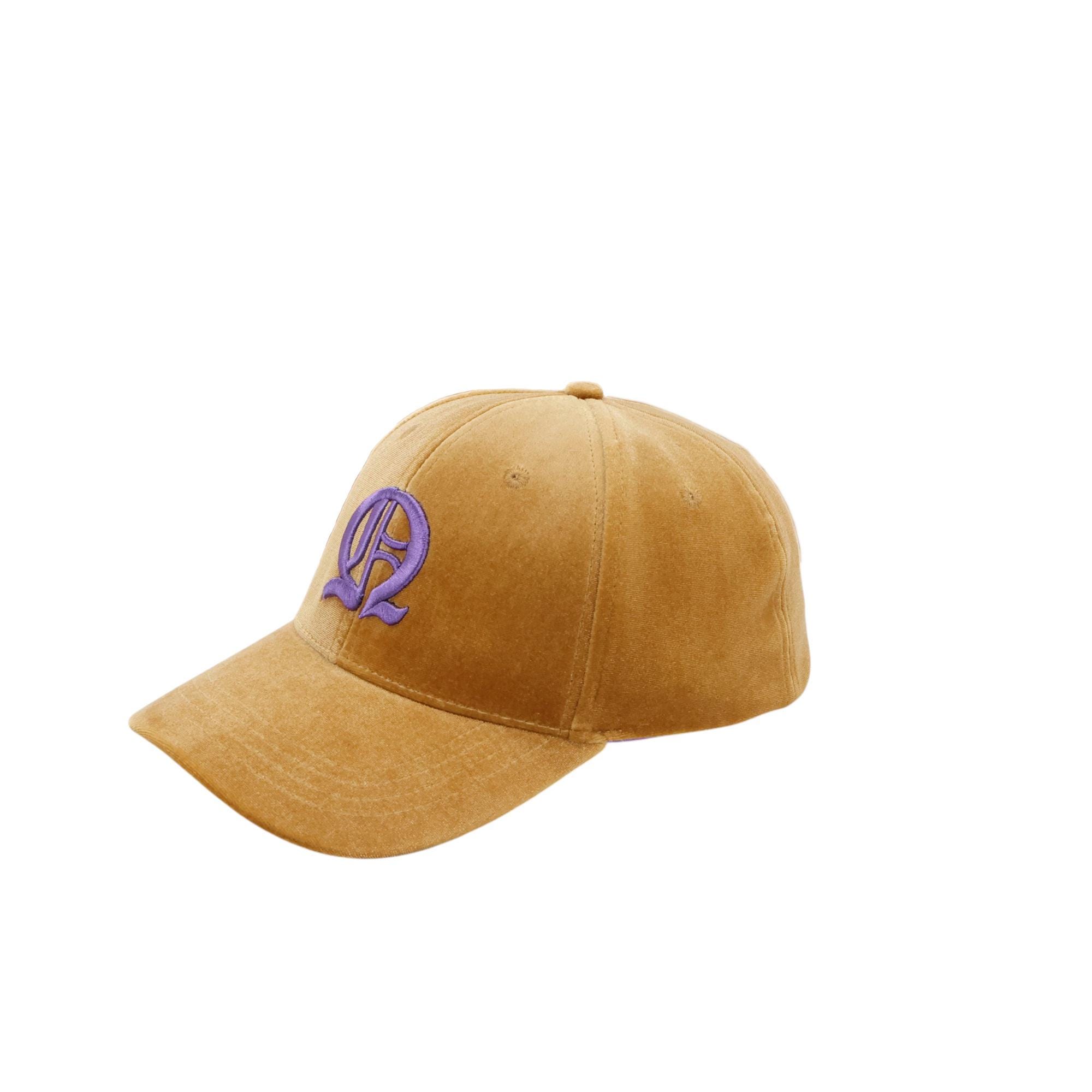 Omega Psi Phi Baseball Cap: Gold Velvet, Embroidered Old English Omega ...