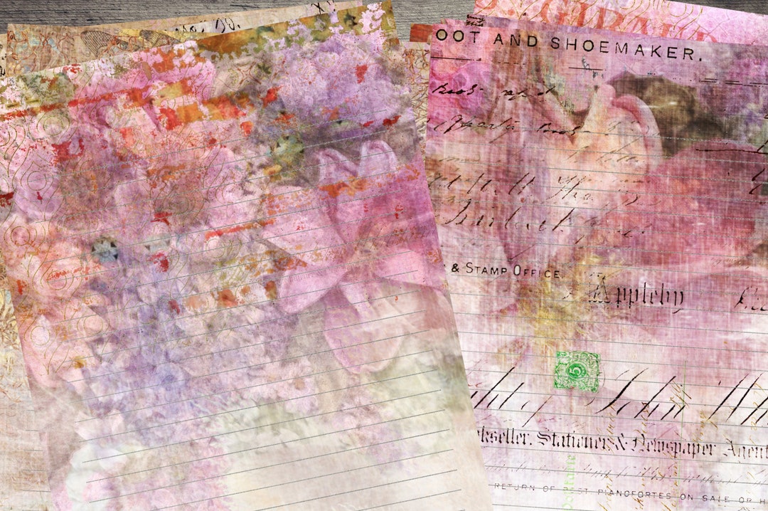Printable Junk Journal Paper: Floral Ephemera, 10 Sheet Kit (digital ...