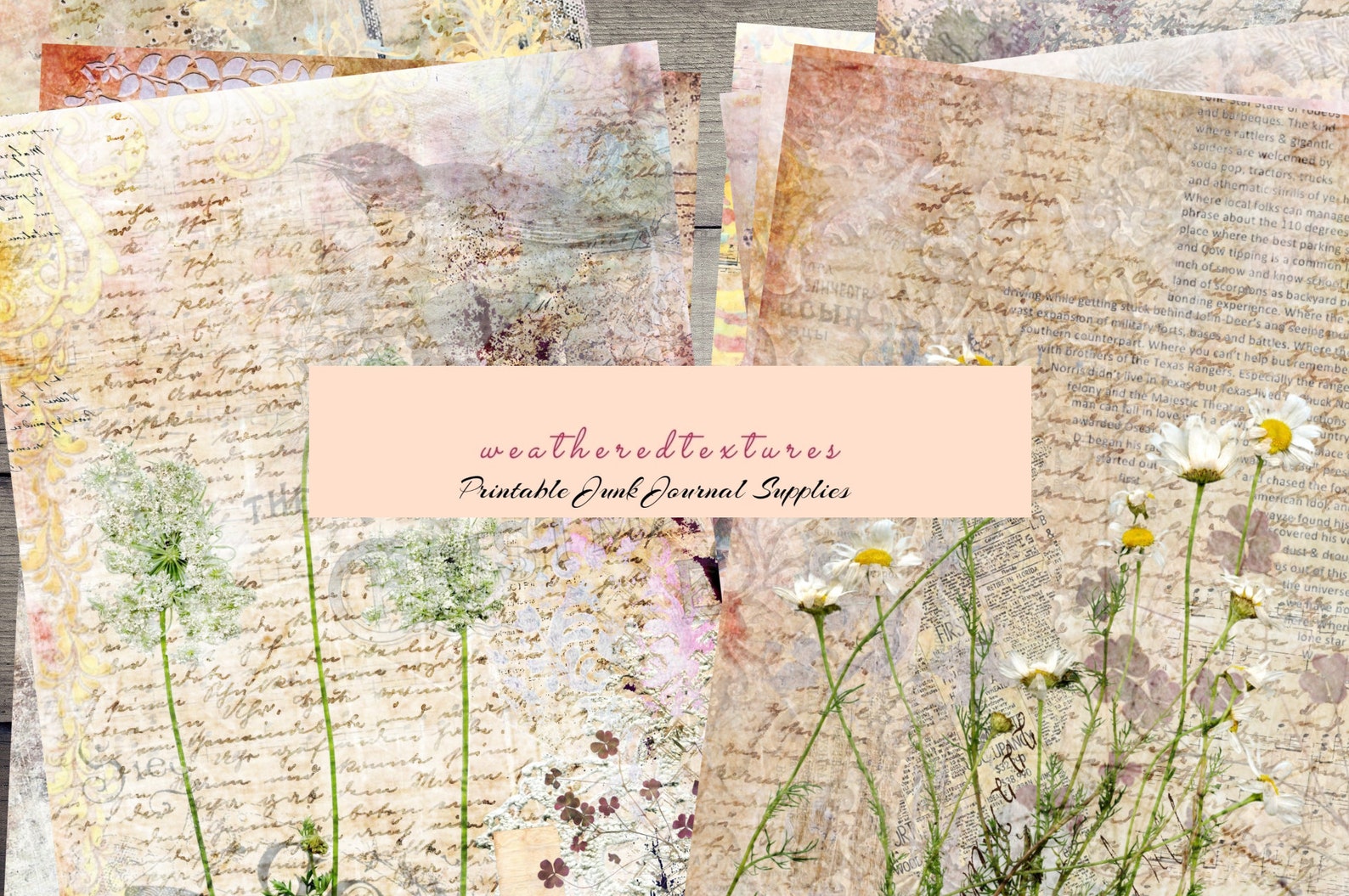 Floral Digital Paper Junk Journal Printable Papers - Etsy