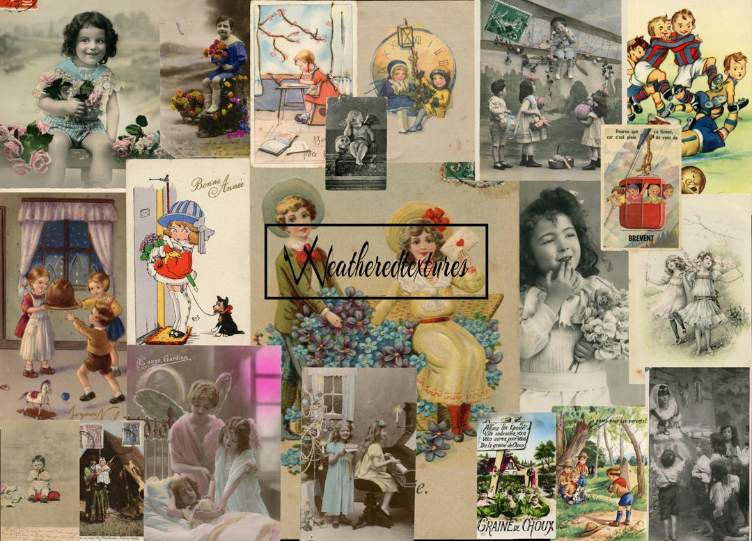 Printable French Children Postcards: Vintage Nursery Decor (digital ...