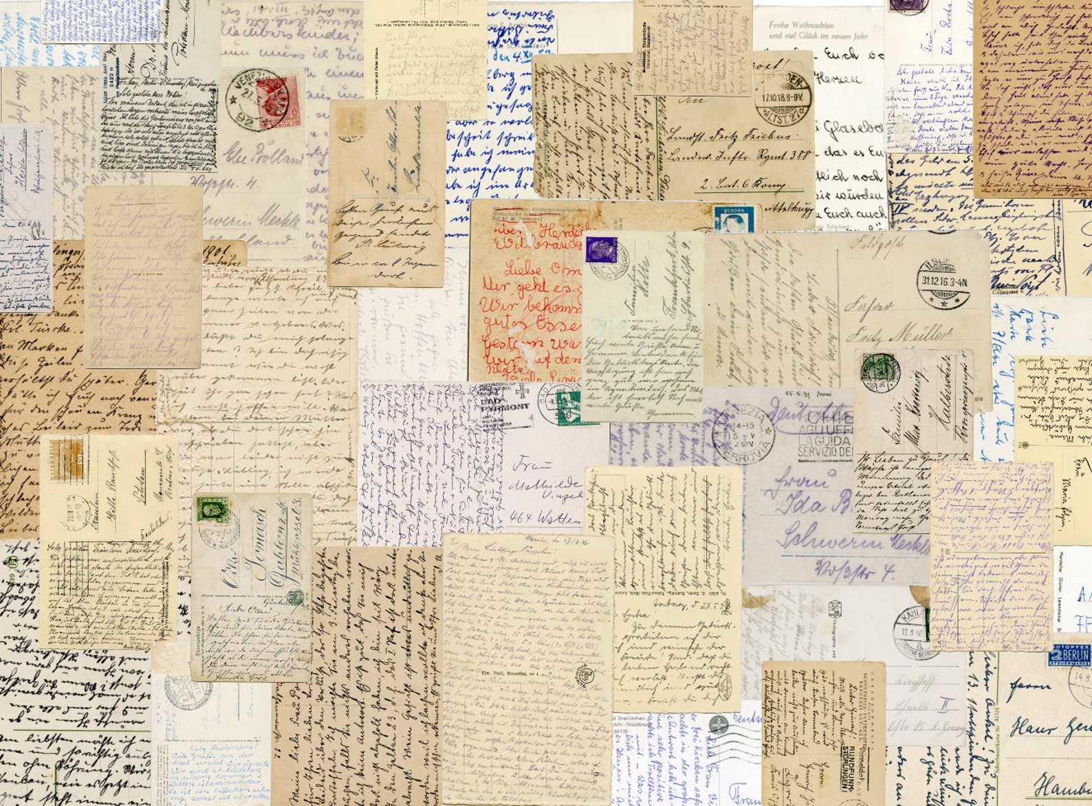 Handwritten Postcards Vintage Printable Ephemera Digital - Etsy