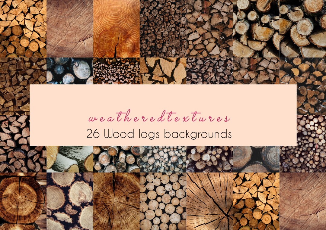 Wood Log Digital Papers: Rustic Textures for Scrapbooking (instant ...