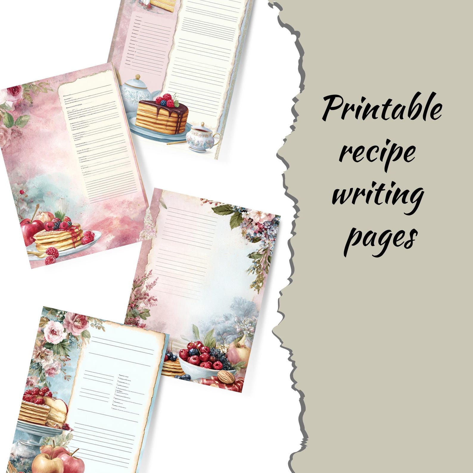 Printable Recipe Journal Pages: Cooking Notes & Meal Planning (digital ...
