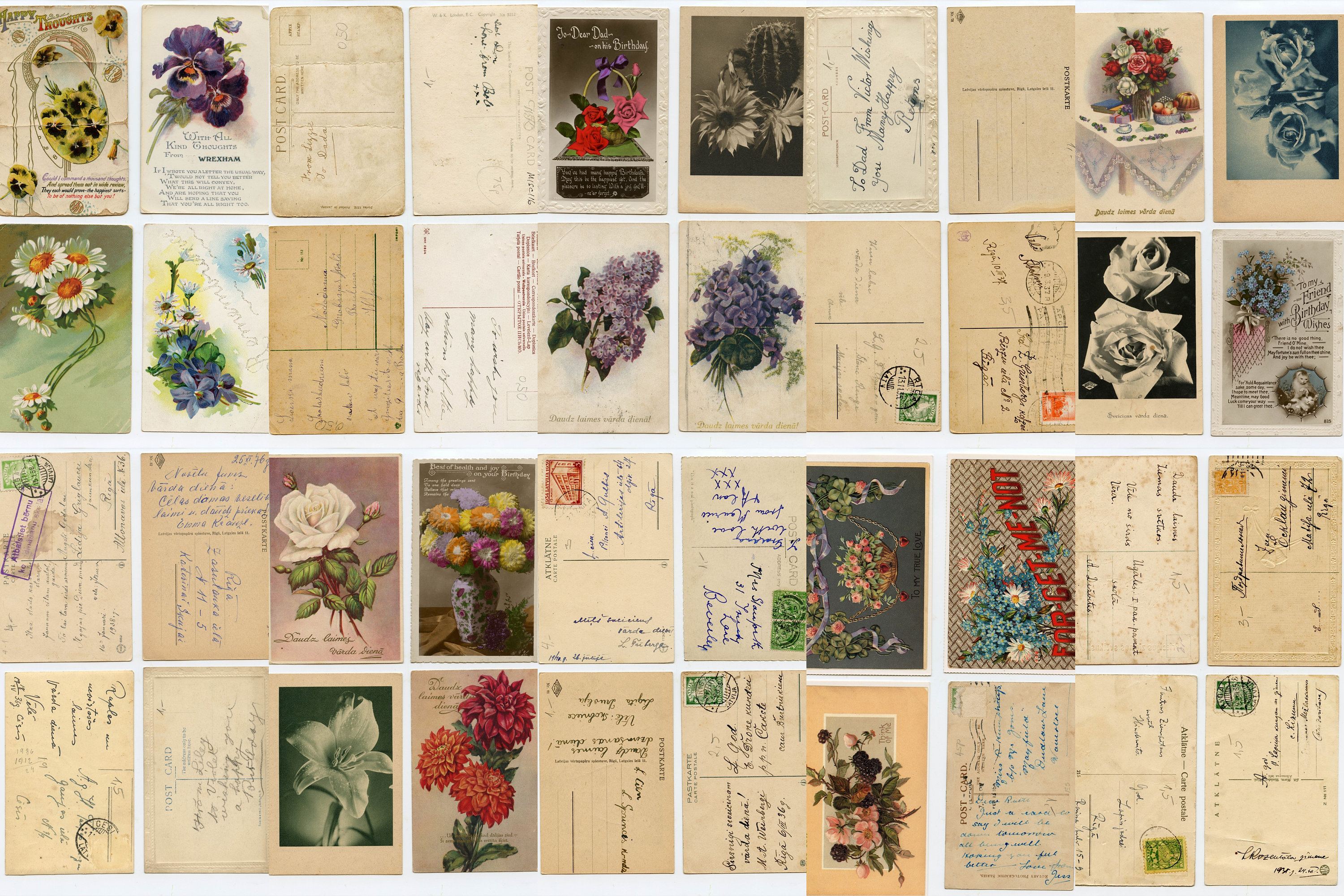 Vintage Flower Postcards Set 20 Digital Download Vintage | Etsy