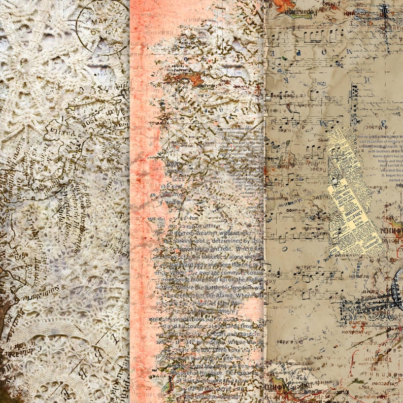 Vintage Map Paper Pack: Printable Junk Journal Kit (digital Download ...