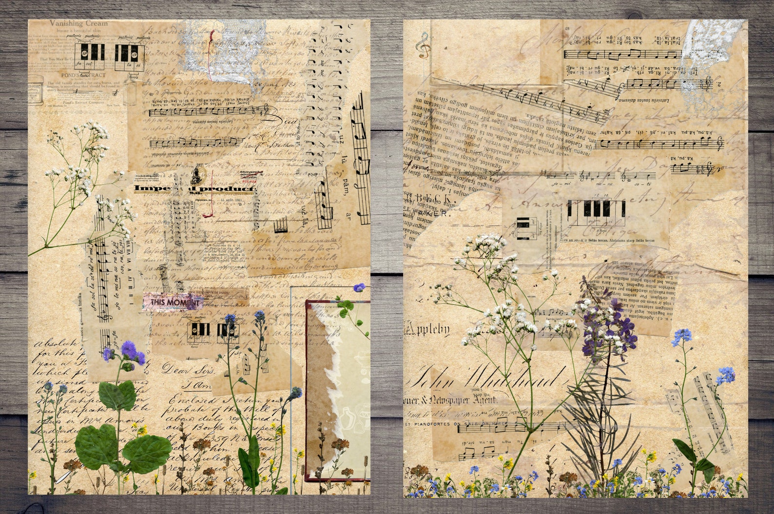 Printable Junk Journal Kit Digital Download 10 Sheets Paper - Etsy