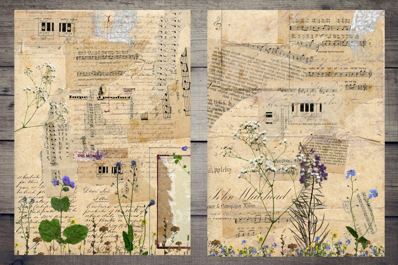 Printable Junk Journal Kit Digital Download 10 Sheets Paper - Etsy