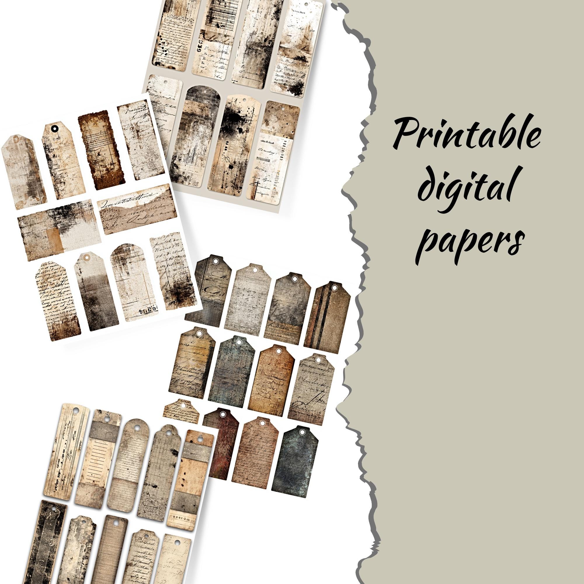 Vintage Ephemera Tags | Printable Grunge Journal Kit (PDF) - Etsy