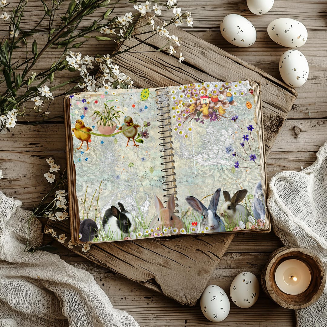 Easter Journal Pages, 10 Easter Journal Backgrounds, Easter Collage ...