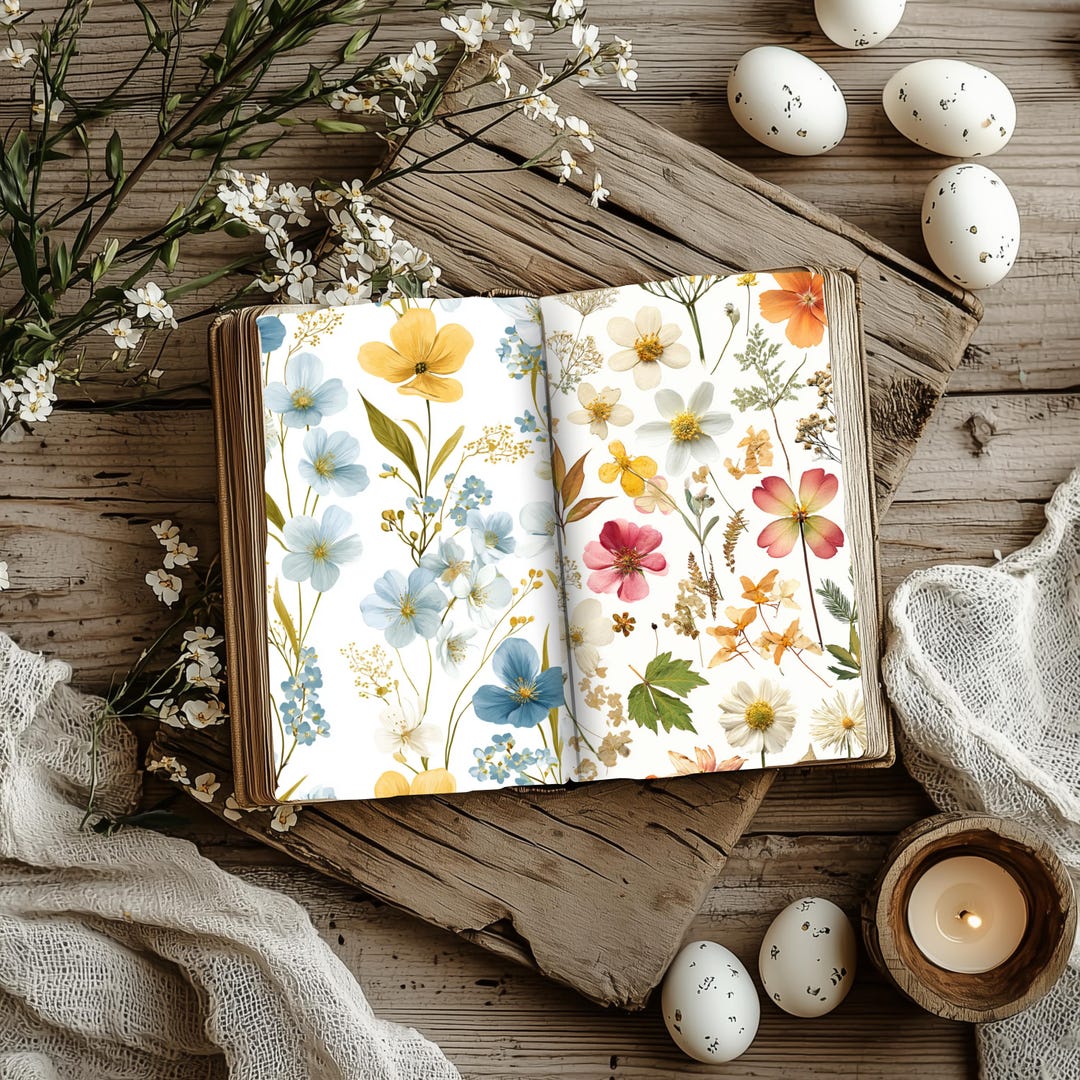 Easter Digital Paper, Floral Digital Papers, Easter Background, Flowers ...