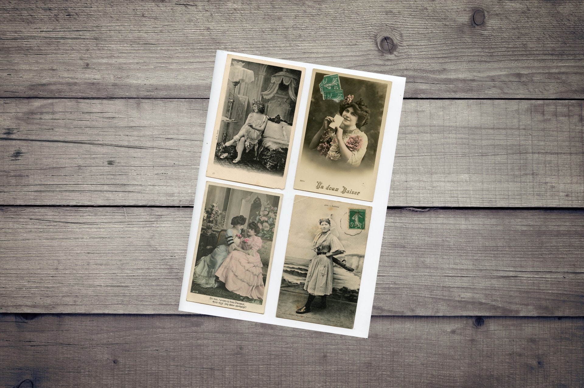 Printable French Postcards Junk Journal Vintage Women 20 - Etsy