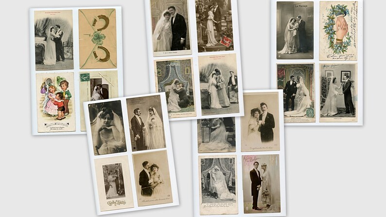 Vintage Wedding Postcards: Printable Antique Ephemera (high-res Scans ...