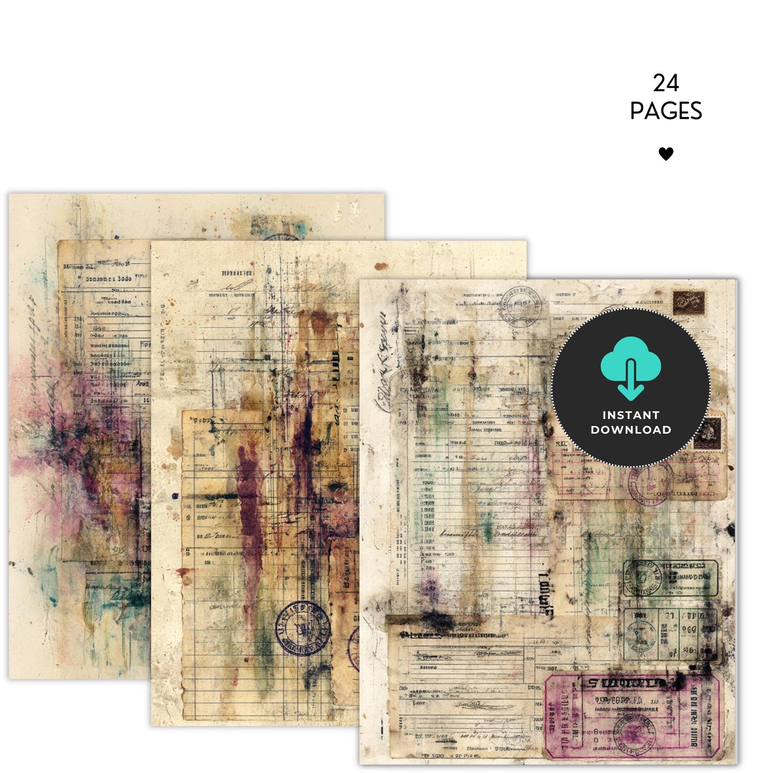 Antique Scrapbooking Paper: 24 Junk Journal Collage Sheets (digital ...