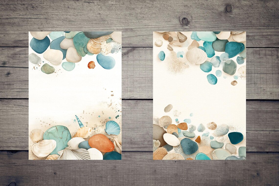 Beach Pebbles Digital Paper: Sea Glass Journal Background (digital ...