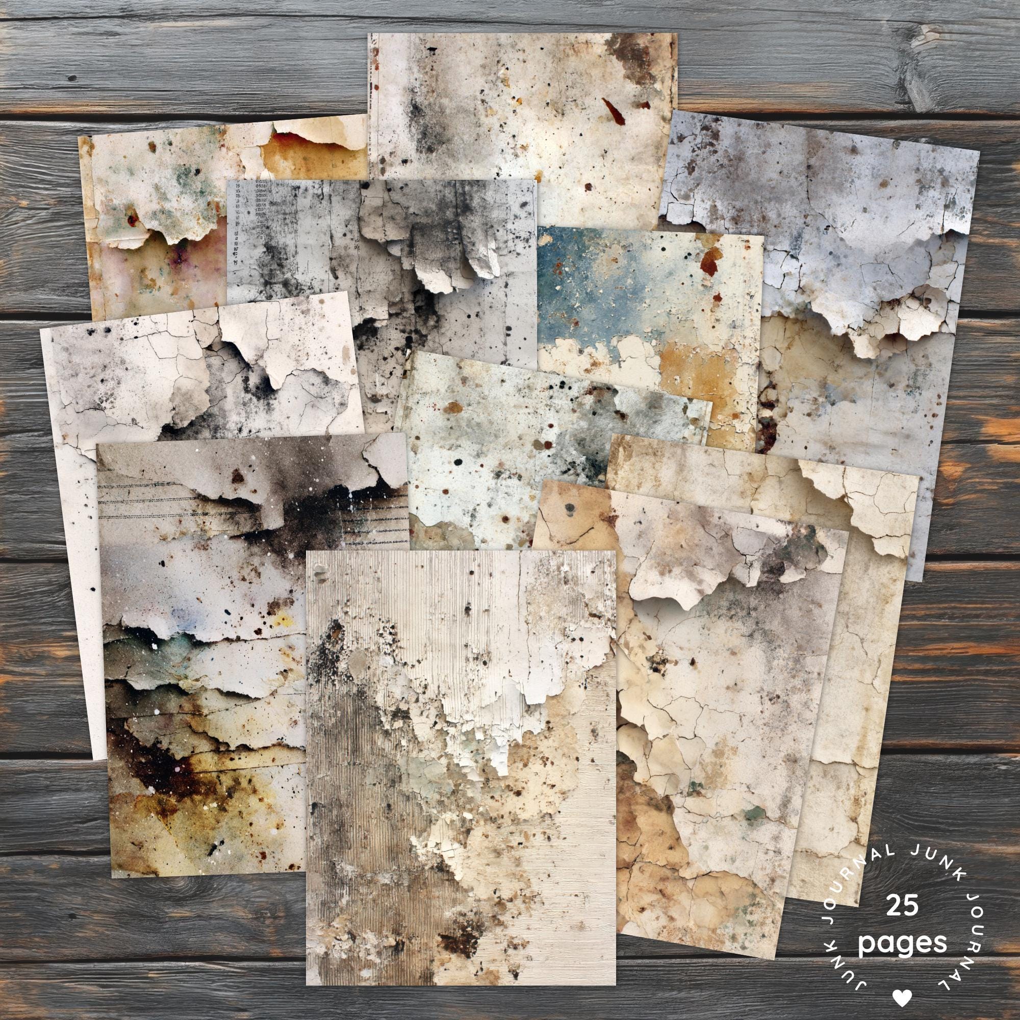 Distressed Digital Paper Pack: 25 Vintage Grunge Textures (commercial ...