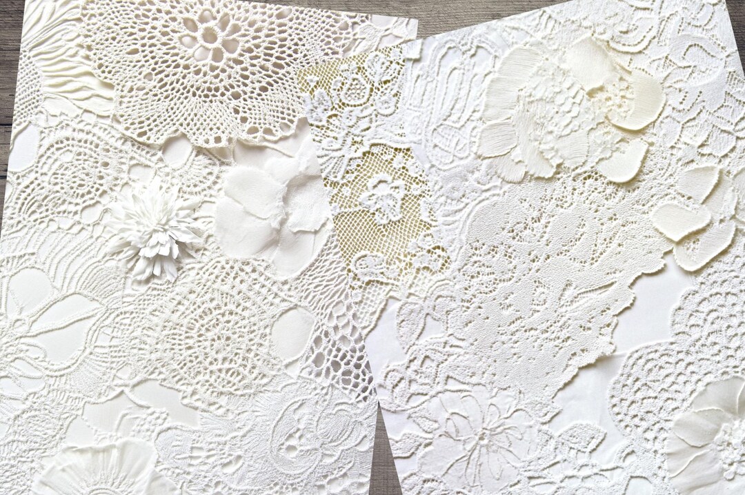 White Lace Digital Paper Backgrounds - Elegant Lace Patterns for ...