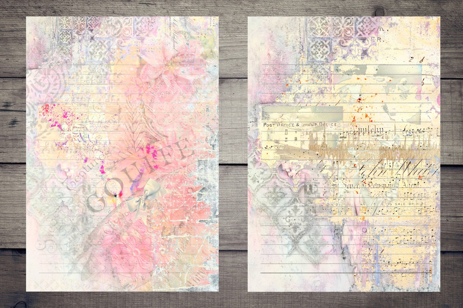 Printable Stationery, Junk Journal Printable Papers, 10 Digital Paper ...